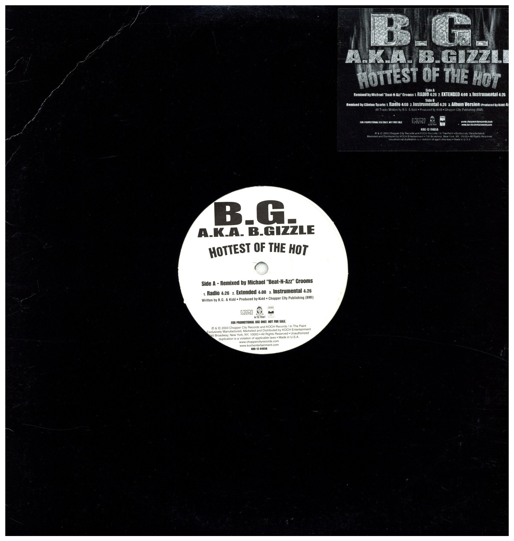 中古ﾚｺｰﾄﾞ B.G. a.k.a. B.GIZZLE – HOTTEST OF THE HOT – レコード販売 有限会社フリークス